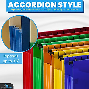 1InTheOffice Poly Expanding Hanging File Folders, Letter Size, Assorted,10/Pack