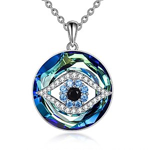 WINNICACA Evil Eye Necklace for Women Valentines Day Gifts for Her Sterling Silver Protection Pendant Necklace with Blue Crystal Nazar Jewelry Birthday Mothers Day gifts for sisters her mother