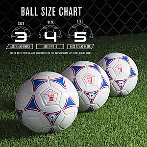 GoSports Premier Soccer Ball with Premium Pump - Available as Single Balls or 6 Packs - Choose Your Size