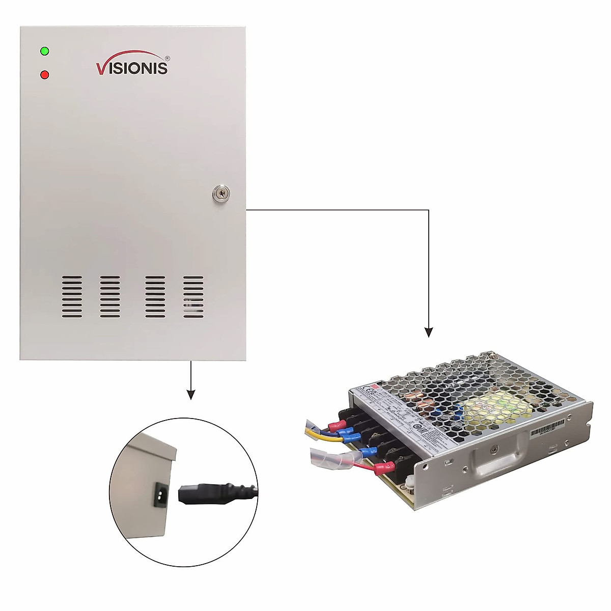 Visionis VS-AXESS-4DLX Version 2 Four Door Professional Access Control Panel Controller Board and Power Supply Cabinet with TCP/IP Wiegand Software 20,000 Users + Fire Alarm Extension Board