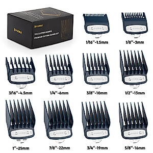 Yinke Clipper Guards Premium Cutting Guides for Wahl with Metal Clip #3171-500 - 1/8” to 1”- Fits Most Full Size Wahl Clippers (Blue)