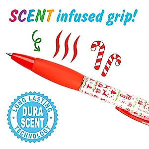 Holiday Smens - Candy Cane Scented Gel Pens 4 Count, Stocking Stuffer Gifts for Kids School Supplies Party Favors Classroom Reward