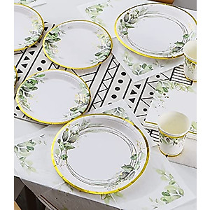 Winoo Design Green Plates and Napkins Party Supplies - Serves 16 - Greenery Theme Decorations