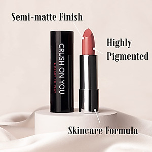 READY TO SHINE Matte Lipstick for Women, Satin Finish, Frosty Rose with Tangerine Undertones Lip Color, Vegan, Smooth Sheer Moisturizing, CRUSH ON YOU 301 Take My Breath Away