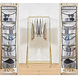 Over Door Organizer Storage - Hanging Closet Organizer with 5 Large Pockets for Bedroom Bathroom Pantry Nursery ,2 Pack (Grey)