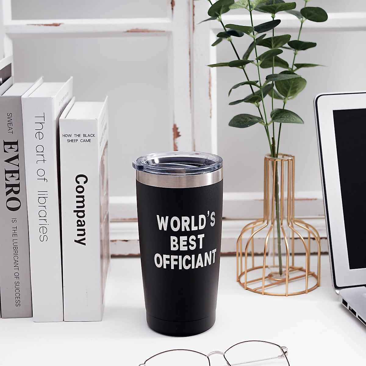 ARIABLE Officiant Gifts for Wedding, Officiant Gift from Bride, Groomsmen Gifts - World's Best Officiant for Men Women - Engraved Insulated Stainless Steel Tumbler, 20oz, Black