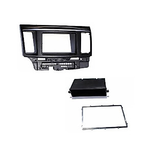 Aftermarket Radio Stereo Double Din Dash Installation Install Kit + Wire Harness Compatible with Mitsubishi Lancer/Lancer Evolution (2007-2017)