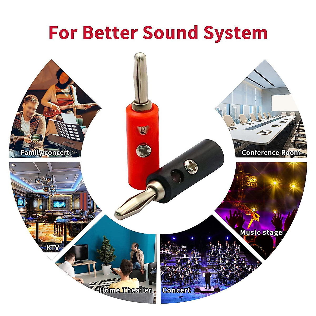 CenryKay Banana Plugs Speaker, 10 Sets (10Red + 10 Black) 4mm Audio Speaker Wire Cable Connector Cable Plugs