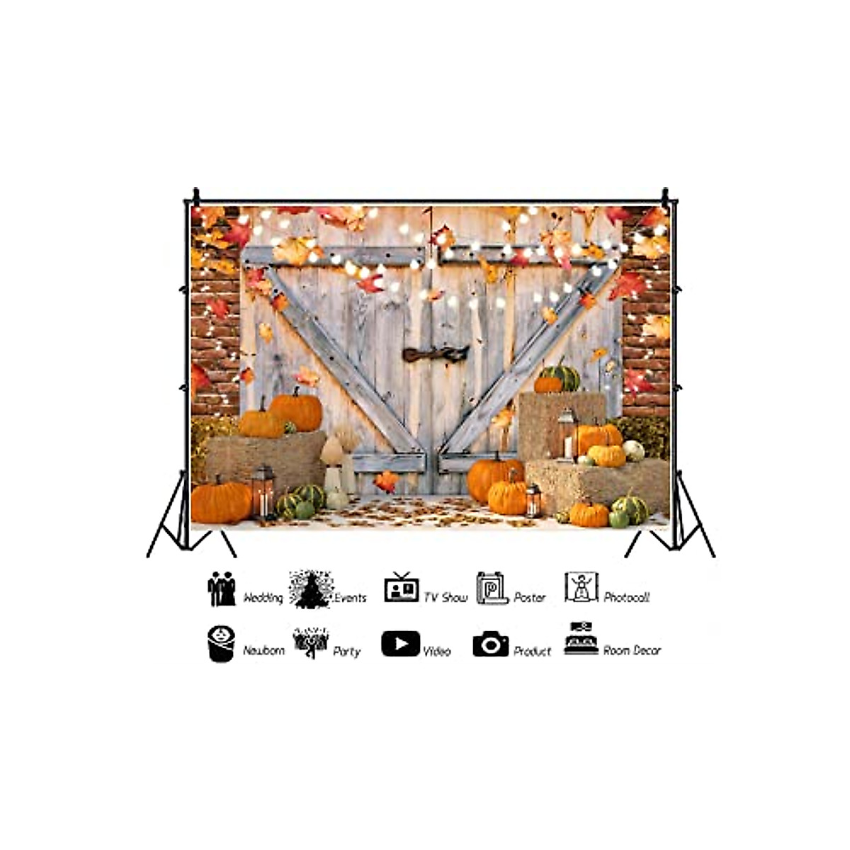YYNXSY Fall Thanksgiving Backdrop Autumn Pumpkin Harvest Barn Background Hay Maple Leaves Baby Shower Banner Supplies Photo Booth Prop 7X5FT YY-2515