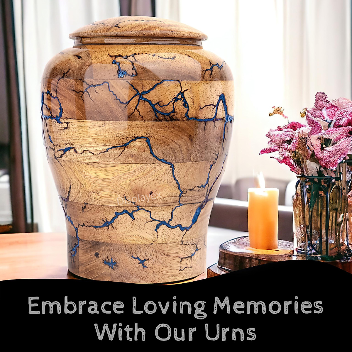 Displayex India Handmade Lightning Urns for Human Ashes Adult Male Female - Dog Cat Pet Memorial Urn, Urn for Ashes for Men Women, Burial Urns for Cremated Remains, Decorative Urns Keepsake Box