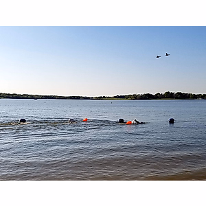 New Wave Swim Buoy - Swim Safety Float and Drybag for Open Water Swimmers, Triathletes, Kayakers and Snorkelers, Highly Visible Buoy Float for Safe Swim Training (Orange-PVC Large-20 Liter)