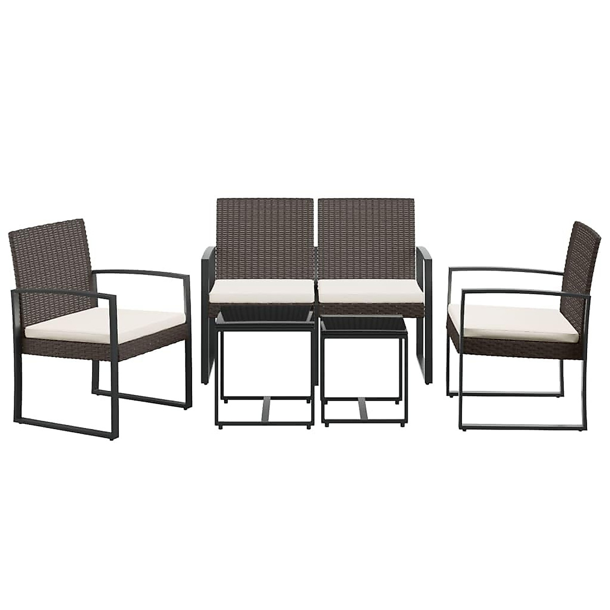 Makastle 5-Piece Patio Bistro Set with Coffee Table & Wicker Armrests, Small Patio Conversation Set, All Weather PE Rattan Chairs Backyard Garden Furniture