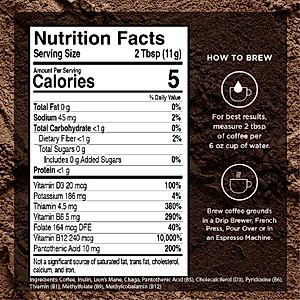 VitaCup Focus Mushroom Coffee Grounds, with Lions Mane, Chaga, B Vitamins, D3, Boost Focus, Immunity, Memory & Clarity, Medium Dark Roast, Bold & Smooth 100% Arabica Specialty, 10 Oz