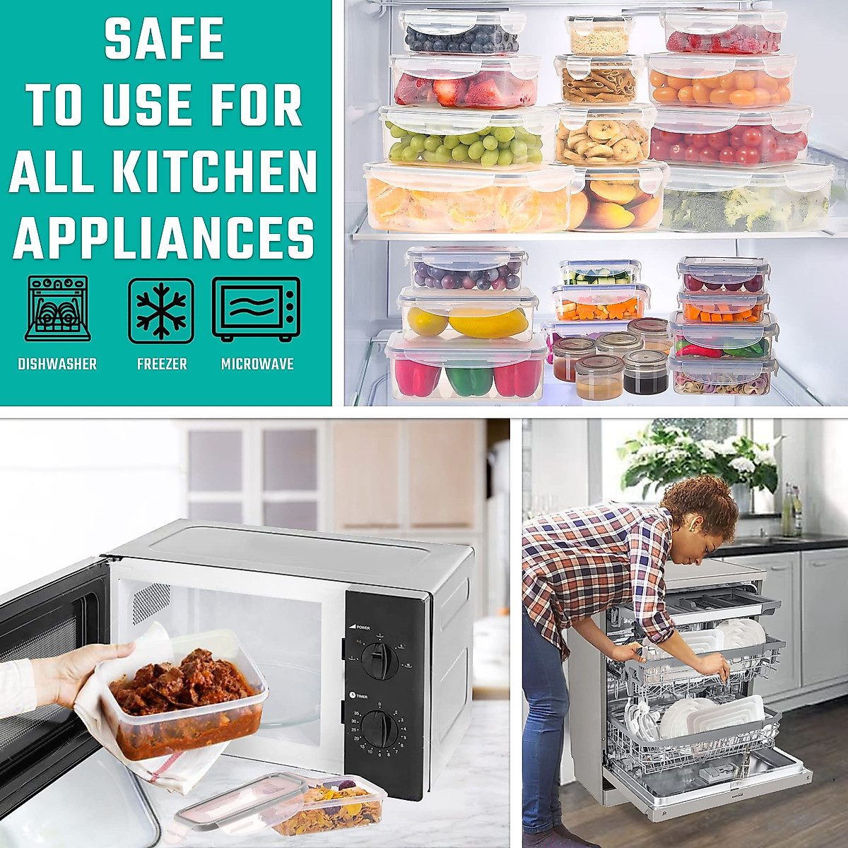 50 Pcs Large Food Storage Containers with Lids Airtight-85 oz to Sauces Box-Total 526Oz Stackable Kitchen Bowls Set Meal Prep Containers-BPA Free Leak proof Plastic Lunch Boxes- Freezer Microwave safe