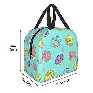Donut Lunch Box Insulated Lunch Boxes Waterproof Lunch Bag Reusable Lunch Tote With Front Pocket For School Office Picnic