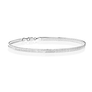 Miabella 925 Sterling Silver Italian Solid 3.5mm Flexible Flat Herringbone Link Chain Anklet Ankle Bracelet for Women, Made in Italy (sterling silver, 10 Inches)