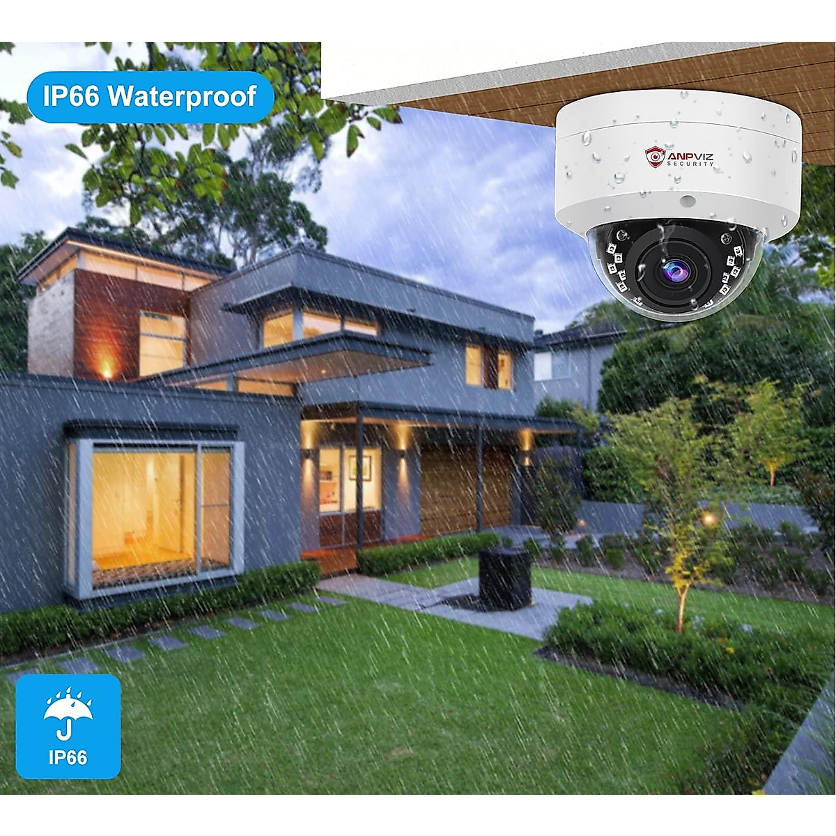 Anpviz 8 Channel IP PoE Security Camera System with Human Vehicle Detection, 8CH 4K NVR with 2TB HDD, 8pcs IK10 Vandalproof 6MP Dome PoE Cameras with Audio, IR Night Vision, NDAA Compliant (U Series)