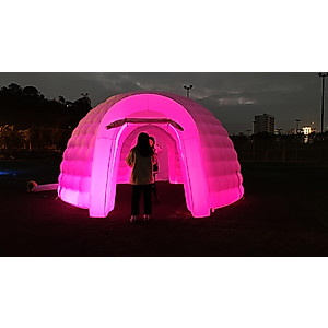 SAYOK Portable Inflatable Igloo Dome Tent with Air Blower(White, Two Doors, 16.4ft) Inflatable Event Tent Structure Night Club Party Tent Event Room for Wedding Promotion Trade Show
