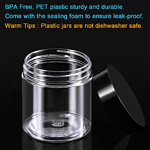 LOSYHU 24 Pack Plastic Jars With Lids 12 OZ PET Plastic Jars Round Plastic Slime Storage Jars Wide Opening Clear Empty Plastic Jars with Screw On Lids For Dry Food Kitchen Craft Storage