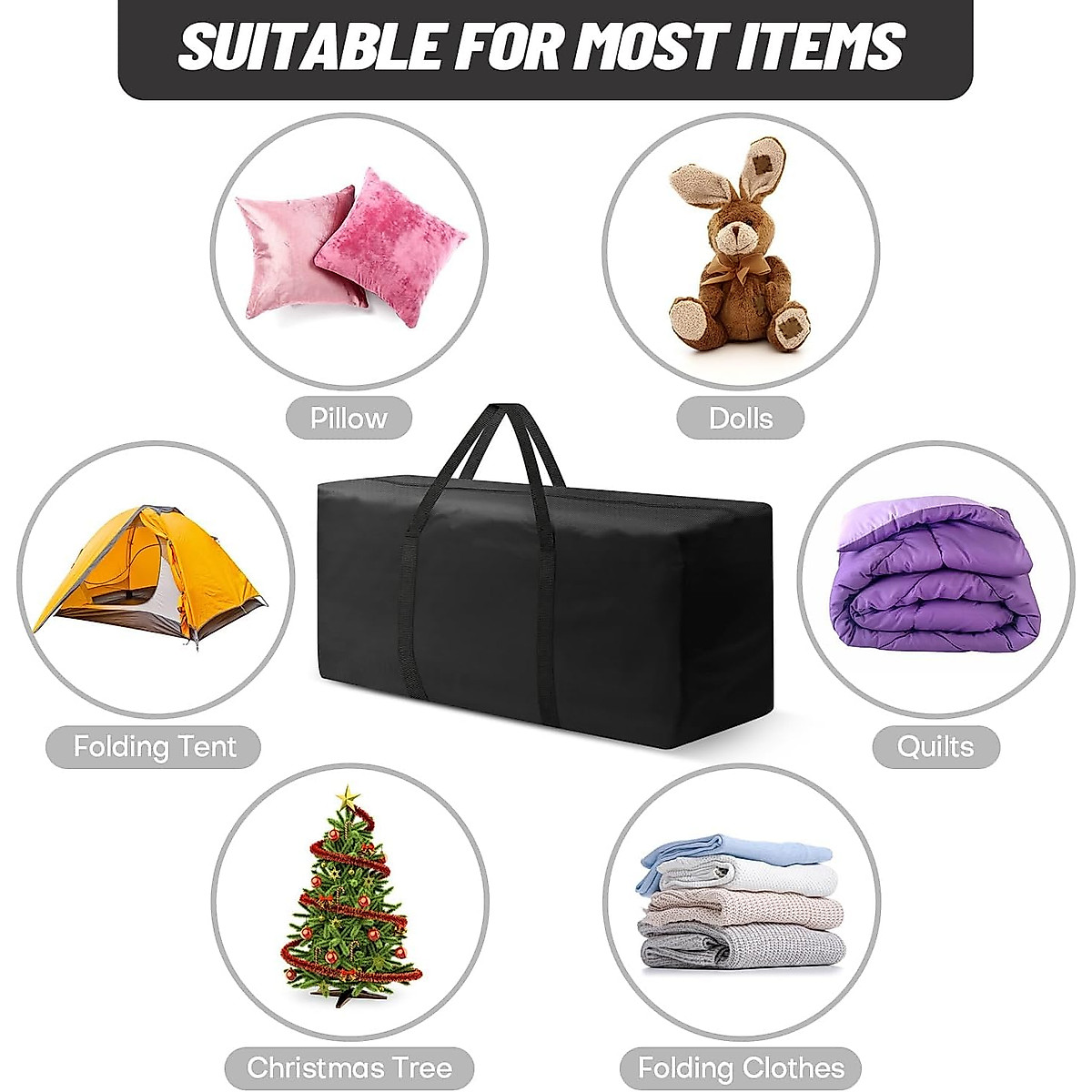 GREHABOR Outdoor Cushion Storage Bags 68 Inch Waterproof Extra-Large Patio Cushion Storage with Zipper & Padded Handle for Patio Furniture Christmas Tree