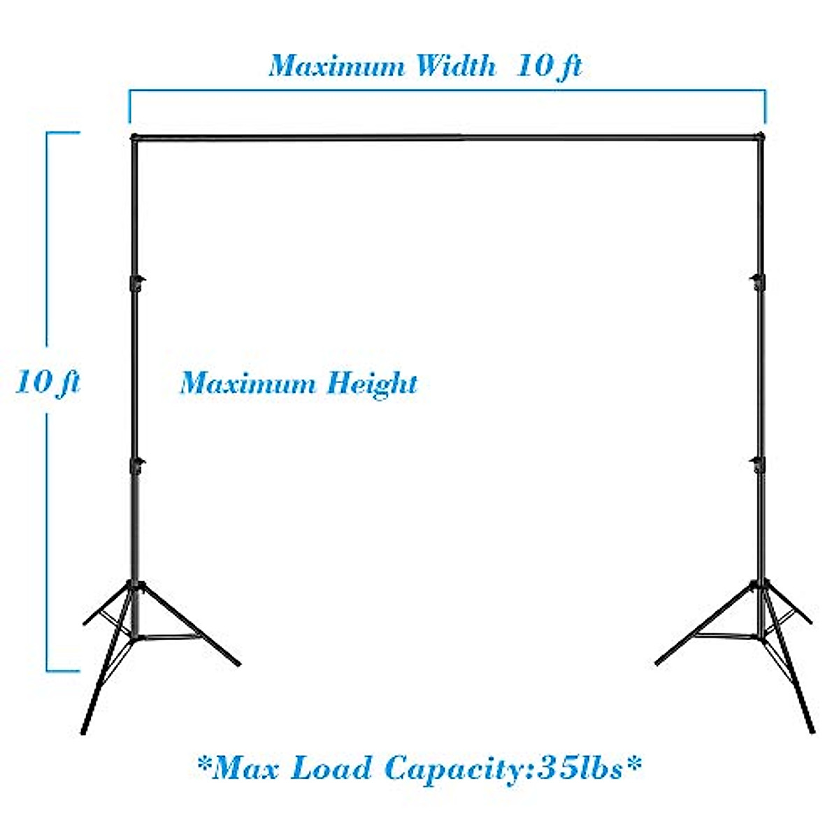 EMART 10 x 10 ft Photo Video Studio Heavy Duty Adjustable Backdrop Support System Kit, Photography Muslin Background Stand with Carry Bag