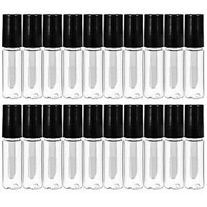 Beautyflier 20 Pack 1.5 ml Empty Lip Gloss Tubes Containers Clear Mini Refillable Lip Balm Bottles with Rubber Inserts for Lipstick Samples Travel DIY Makeup