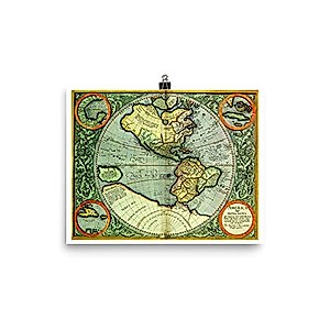 Vintage Antique Gerardus Mercator 1613 America Map Cartography Decor Art Poster Print