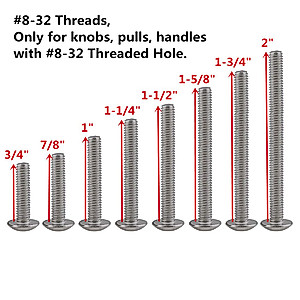 Adiyer 25pcs Knob/Pull Screws with Washers 8/32 Thread x 1-1/4 Inch Cabinet Door Drawer Machine Screws, 304 Stainless Steel