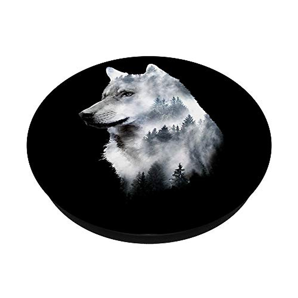 Double Exposure Wolf wolves lover gift artsy animal wildlife PopSockets PopGrip: Swappable Grip for Phones & Tablets