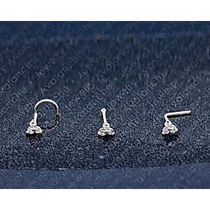 Jewelry Avalanche 3-Stone 0.030ctw Moissanite Nose Stud - 22G Solid 14Kt Yellow Gold Nose Bone Stud Nose Ring - April Birthstone Nose Stud NBYG313-MNT