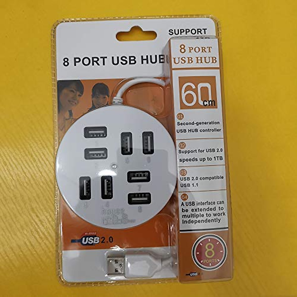 KDL TECH USB Hub 8 Ports Box Data Transmission Round Hub Multi-USB Splitter & Charge for Devices Faster for Mobile Phone, USB Flash Disk, PC, Tablet (Black)