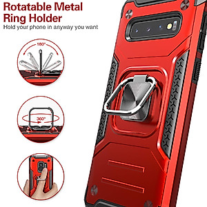 IDYStar for Galaxy S10 Case,Hybrid Drop Test Cover with Car Mount Kickstand Slim Fit Shockproof Hard Resistant Protective Phone Case for Galaxy S10,Red