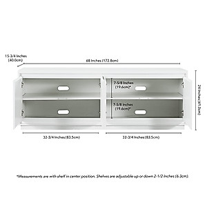 Henn&Hart Presque TV Stand, 68" Wide, White