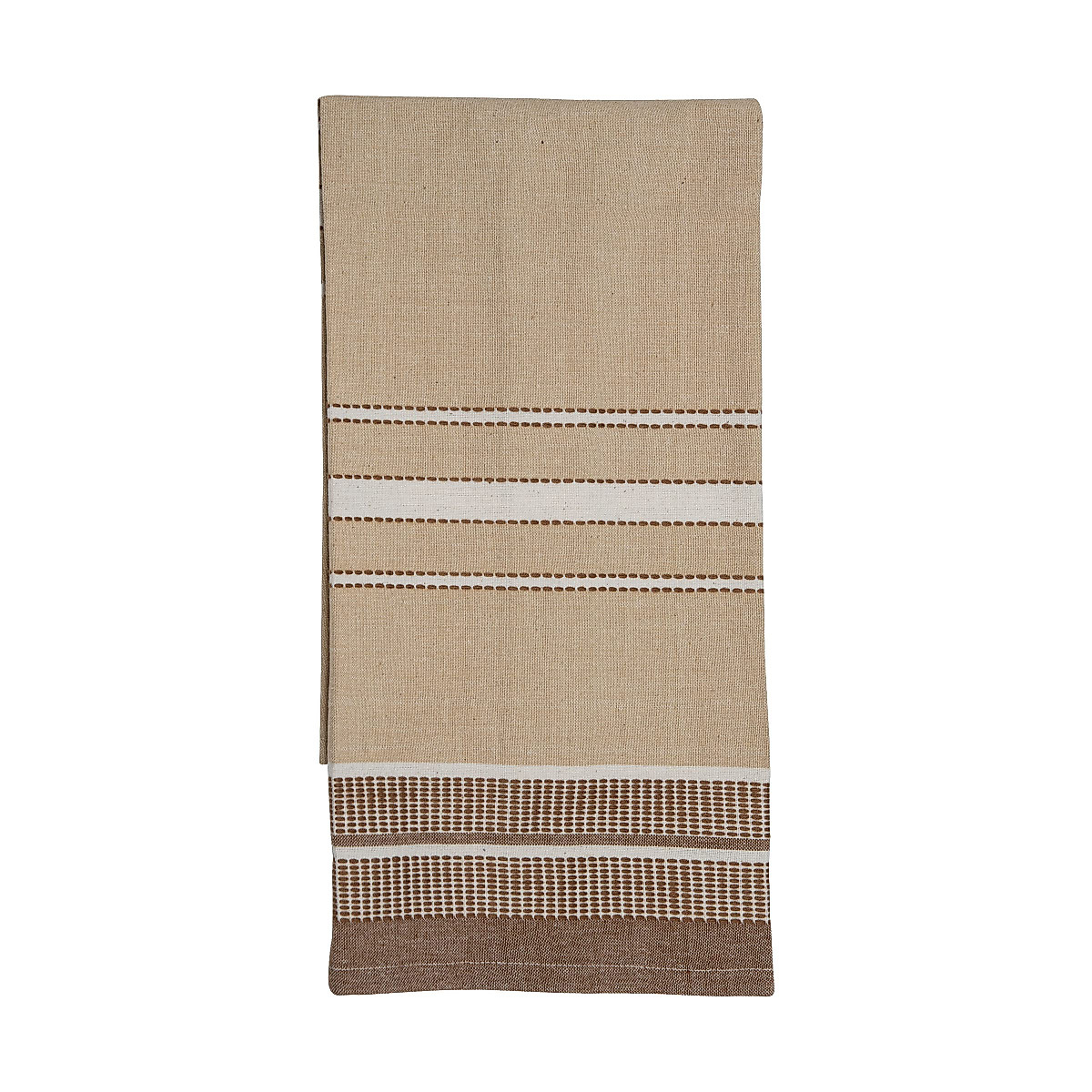 Foreside Home and Garden Set of 4 Embroidered Cross Brown Cotton Tea Towels