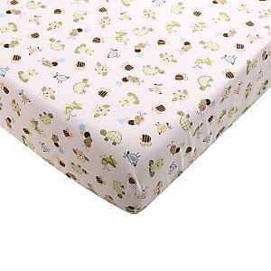 Baby Crib Bedding Sheets, Cotton Crib Sheet, Cute Cartoon Print Fitted Crib Sheet of All Kinds (White bee Turtle)