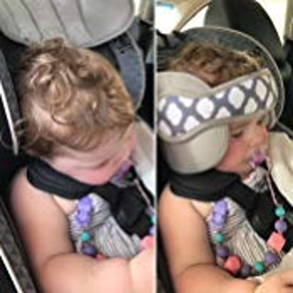 vocheer Baby Car Seat Head Support Band, Adjustable Carseat Sleep Nap Aid Holder Belt Head Protection Strap for Kids 1-5 Years Old Gray