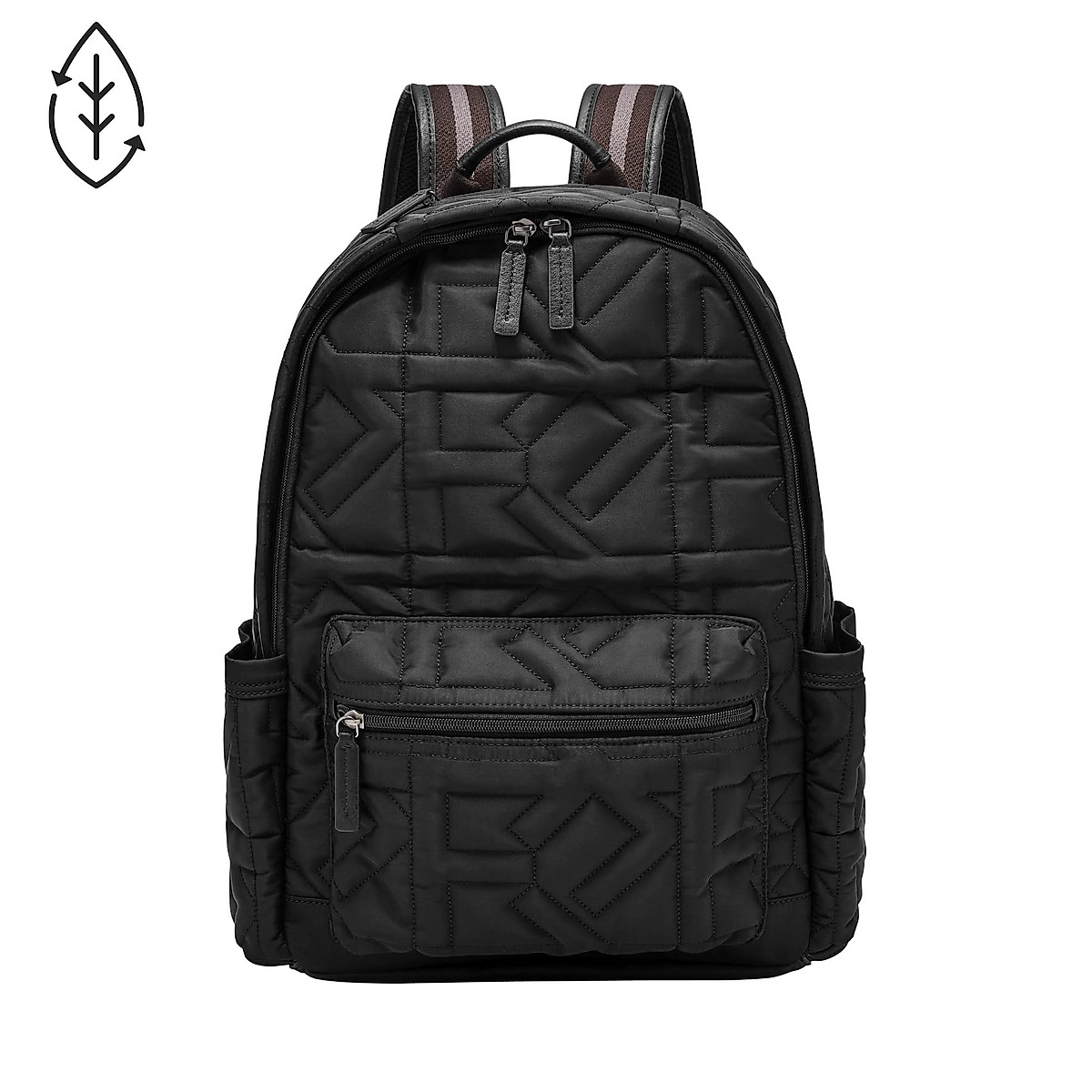 Fossil Unisex Buckner Fabric Backpack with Travel Strap Bag, Color: Black (Model: MBG9587001)