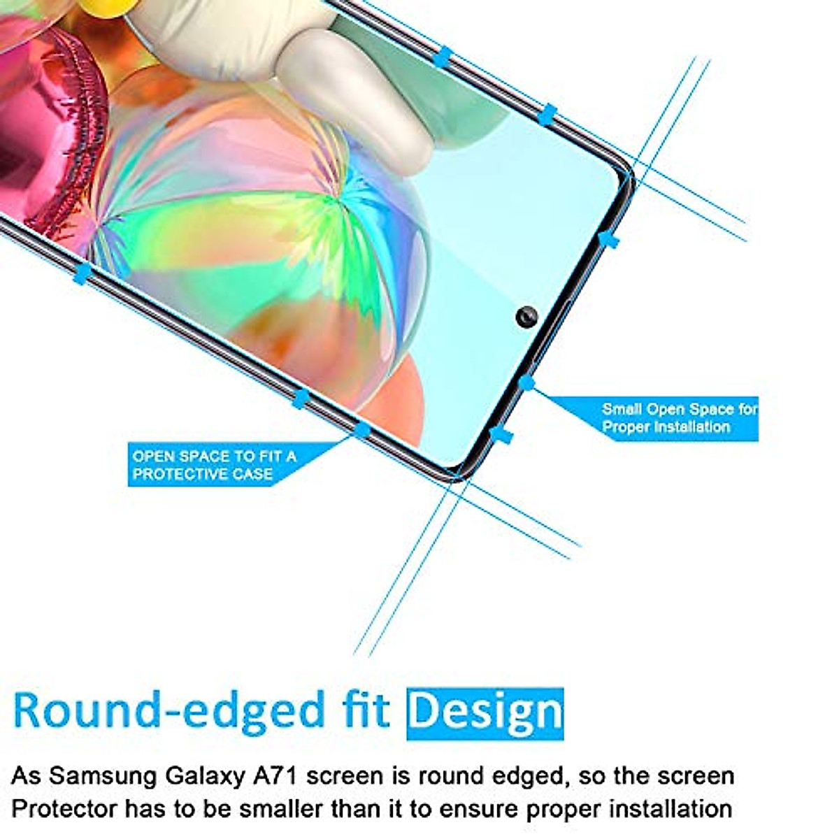 NEW'C [3 Pack] Designed for Samsung Galaxy A71, Note 10 Lite Screen Protector Tempered Glass, Case Friendly Ultra Resistant