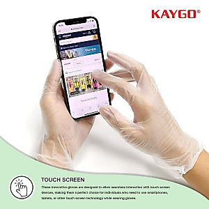 KAYGO Disposable Vinyl Gloves, 100 pack Powder Free Latex Free, 3 Mil,Idea for Home, Cleaning and Food, Clear, KG310,XL