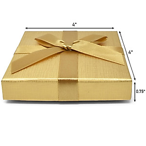 Gold Christmas Card Gift Box Holder with Bows Pack of 6 Holiday Gifts Greeting Cards Present Wrap Square Boxes Cash Money Holders Party Favor Decor for Wedding Xmas Party Supplies Decorations