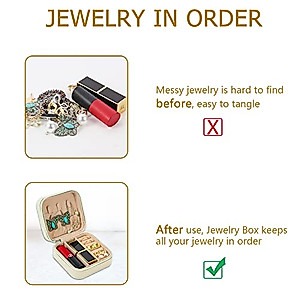 Shmiay.ML Jewelry Case, Small Travel Jewelry Organizer, Portable Jewelry Box Travel Mini Storage Portable Display Storage Box For Rings Earrings Necklaces Gifts, White