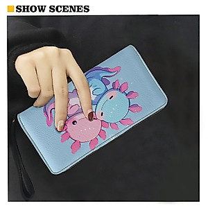 SCRAWLGOD Sunflower Horse Design Leather Wallet for Womens RFID Blocking Credit Card Holder Purse with Wristlet Strap Clutch