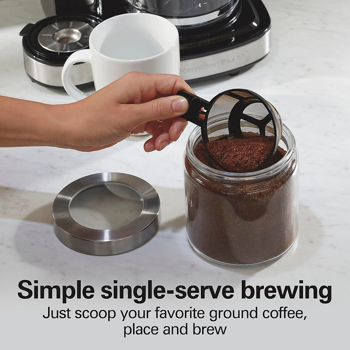 Hamilton Beach 2-Way Brewer Coffee Maker, Single-Serve and 12-Cup Pot, Black