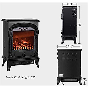 Electric Fireplace with Heater Electric Stove Fireplace Heater for Living Room with Realistic Burning Fire and Wood Frame Effect Easy to Move Indoor and Outdoor Use Black