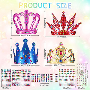 Honoson 24 Pieces Make Your Own Crowns Set Princess Party Favors DIY Tiaras Crown with Crystal Diamond Sticker for Kids Princess Party Supplies
