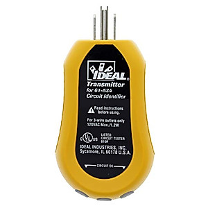 IDEAL INDUSTRIES INC. 61-534 Digital Circuit Breaker Finder with Digital Receiver and GFCI Circuit Tester,Yellow