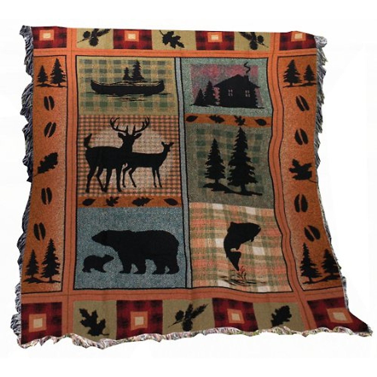 Manual The Lodge Collection 50 x 60-Inch Tapestry Throw with Fringe, Bear Lodge