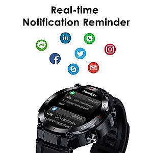 Mens GPS Smart Watches for Android iOS phones Rugged Smart Watch for Outdoor Sports with 480mAh Longer Battery Life Fitness Tracker with Calories/Steps Countor/Heart Rate/Blood Oxygen/Sleep Monitor