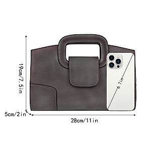 CLARA Women Vintage Flap Tote Top Handle Satchel PU Leather Clutch Handbag Purse Shoulder Bag (00358Gray)