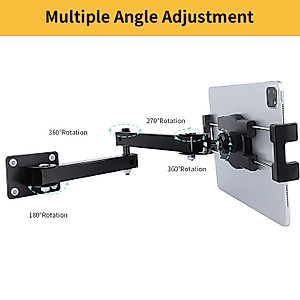 Mippko Foldable Tablet Wall Mount Holder,Multiple Angles Adjustment Extendable Articulating Aluminum Alloy Mount for 7~12.9 inch Tablets iPad/Nexus/LG G Pads/e-Reader/Switch